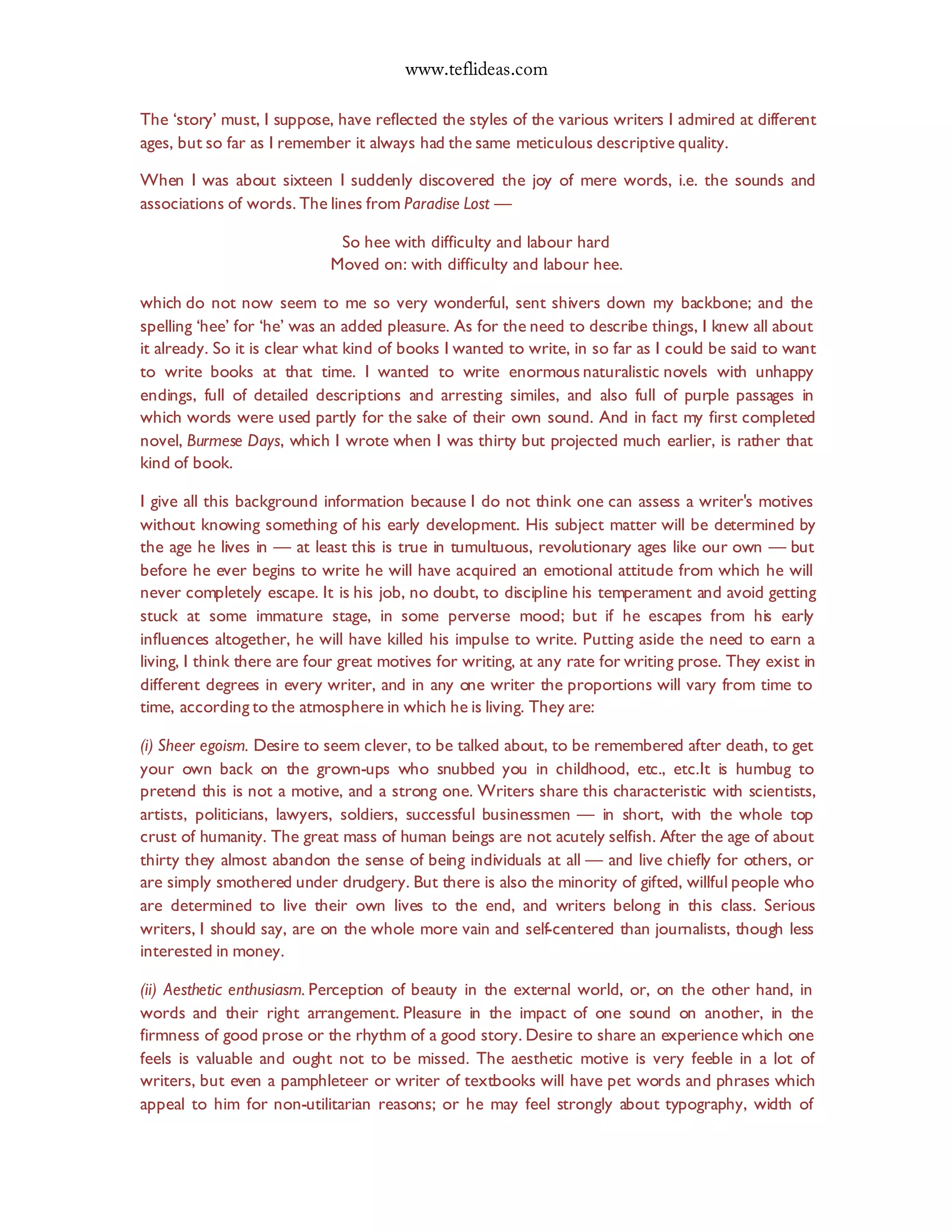 4. George Orwell - Why I Write | PDF