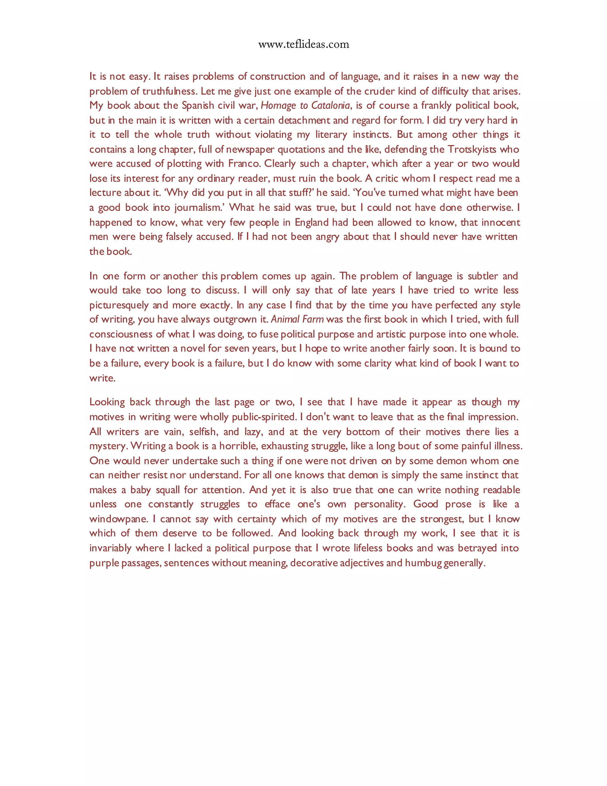 4. George Orwell - Why I Write | PDF