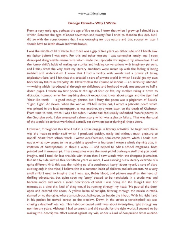 4. George Orwell - Why I Write | PDF