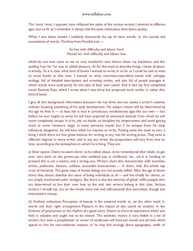 4. George Orwell - Why I Write | PDF