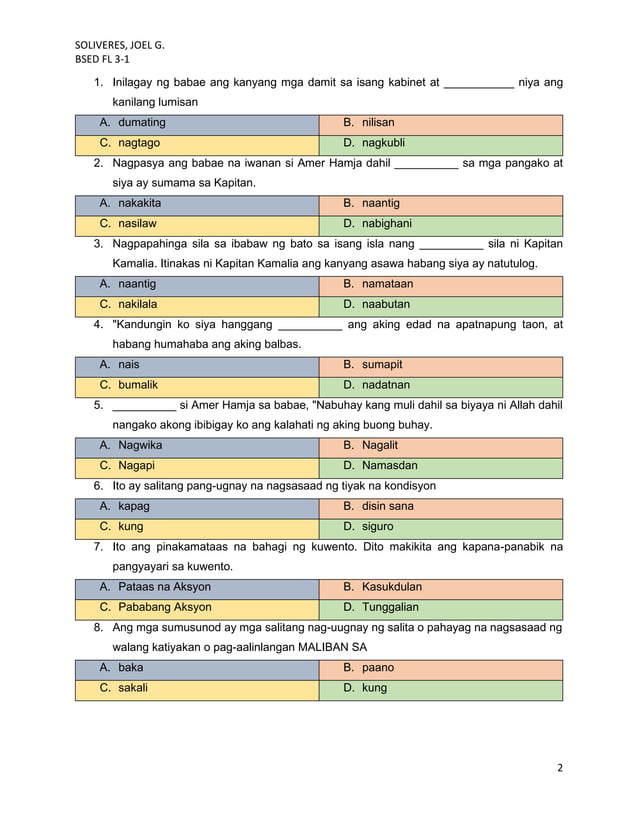 K-TO-12 GRADE 7 FILIPINO Unang Markahan | PDF