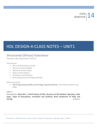 4Sem VTU-HDL Programming Notes-Unit1-Introduction | PDF