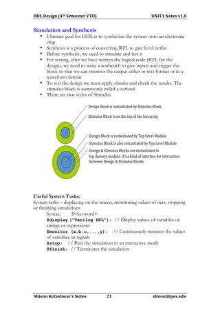 4Sem VTU-HDL Programming Notes-Unit1-Introduction | PDF