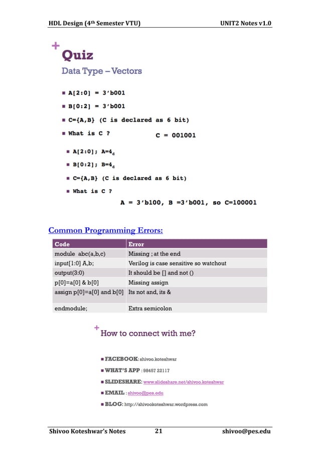 4Sem VTU-HDL Programming Notes-Unit2-Data Flow Descriptions | PDF