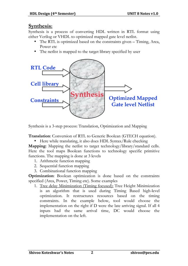 4Sem-HDL Programming Notes-Unit8-Synthesis | PDF