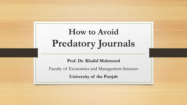How to avoid predatory journals | PPT