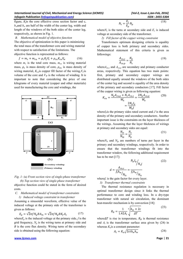 Optimum designing of a transformer considering lay out constraints by penalty based method using ...