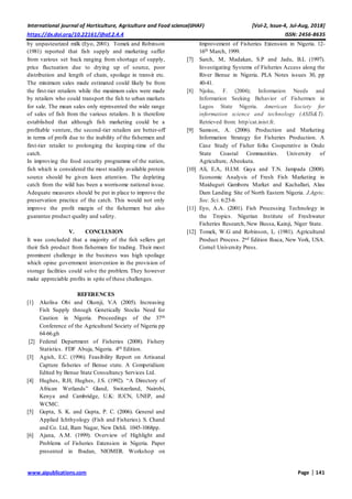 Market Indices of Fish Products Sold in Makurdi Metropolis, Nigeria | PDF