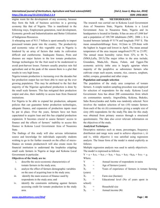 Determinants of Micro Finance Accessibility among Tomato Farmers in Kokona Local Government area ...