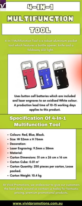 Printed Promotional Products | 4-In-1 Multifunction Tool | Vivid ...