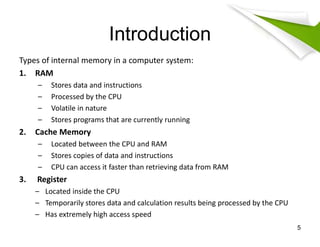 Comprehensive Overview of Internal Memory in Computer Architecture | PDF