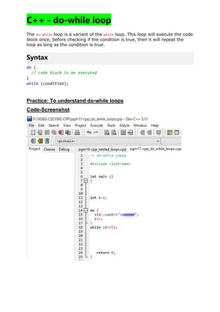 4 intro-cpp-do-while-loop | PDF | Web Development | Internet