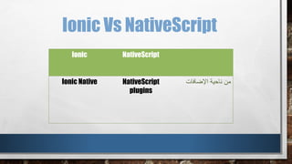 4- الفرق بين Ionic Vs NativeScript | PDF