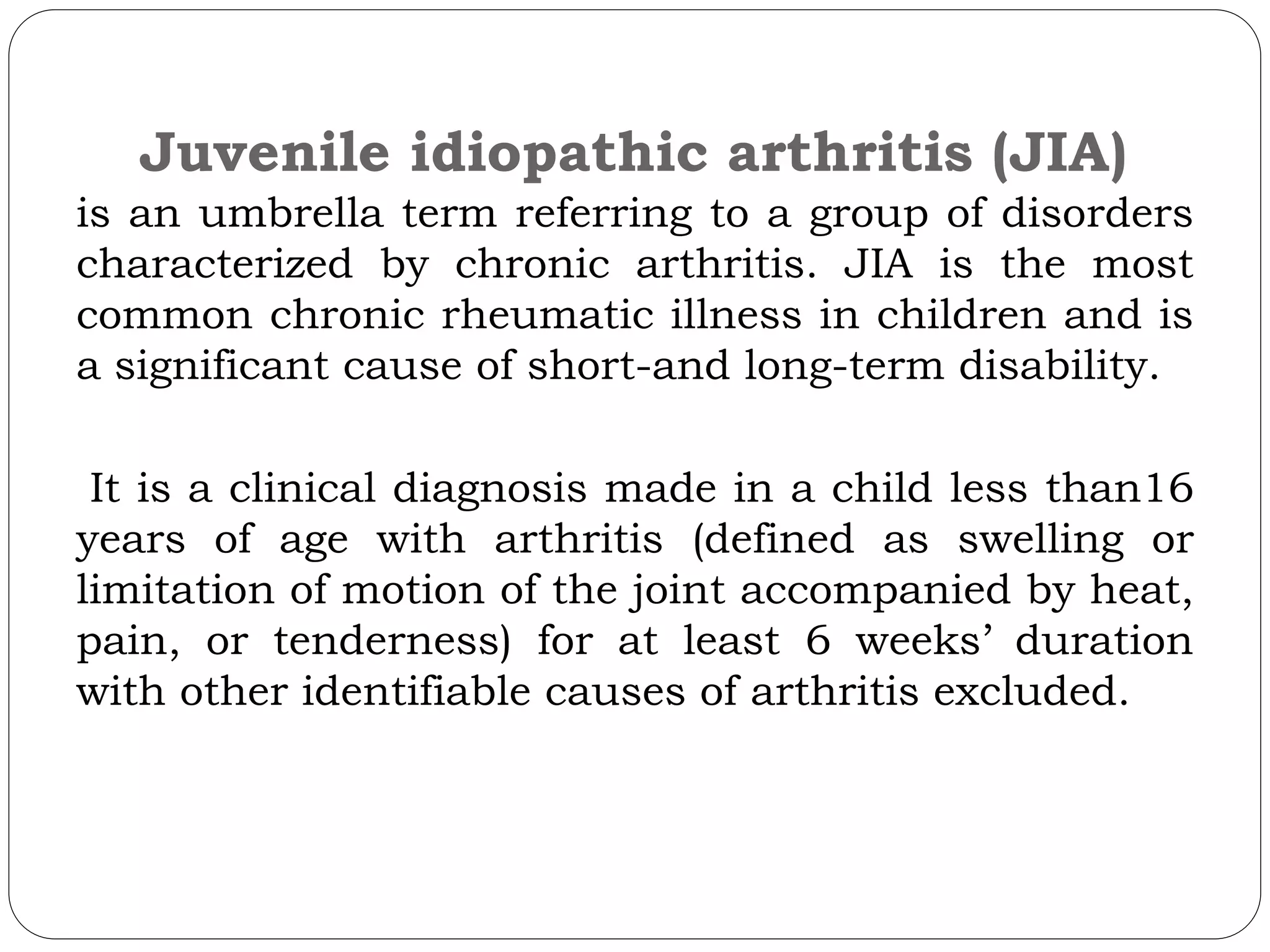 Juvenile idiopathic arthritis (JIA) | PPTX