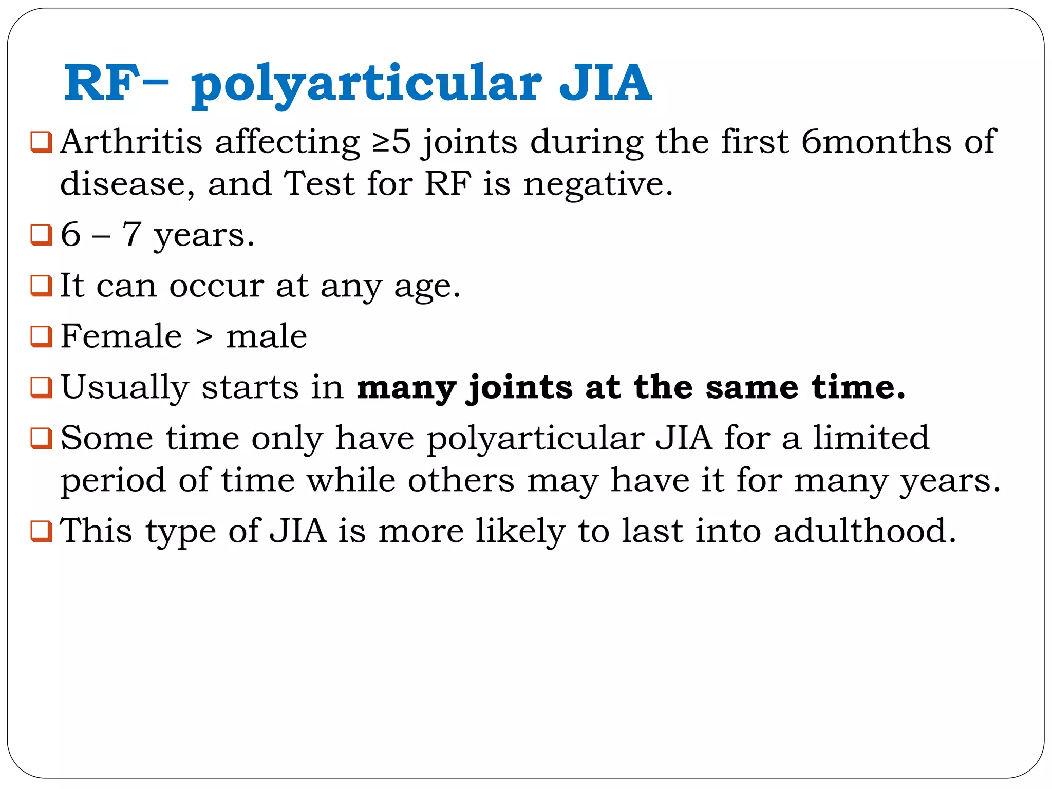 Juvenile idiopathic arthritis (JIA) | PPTX