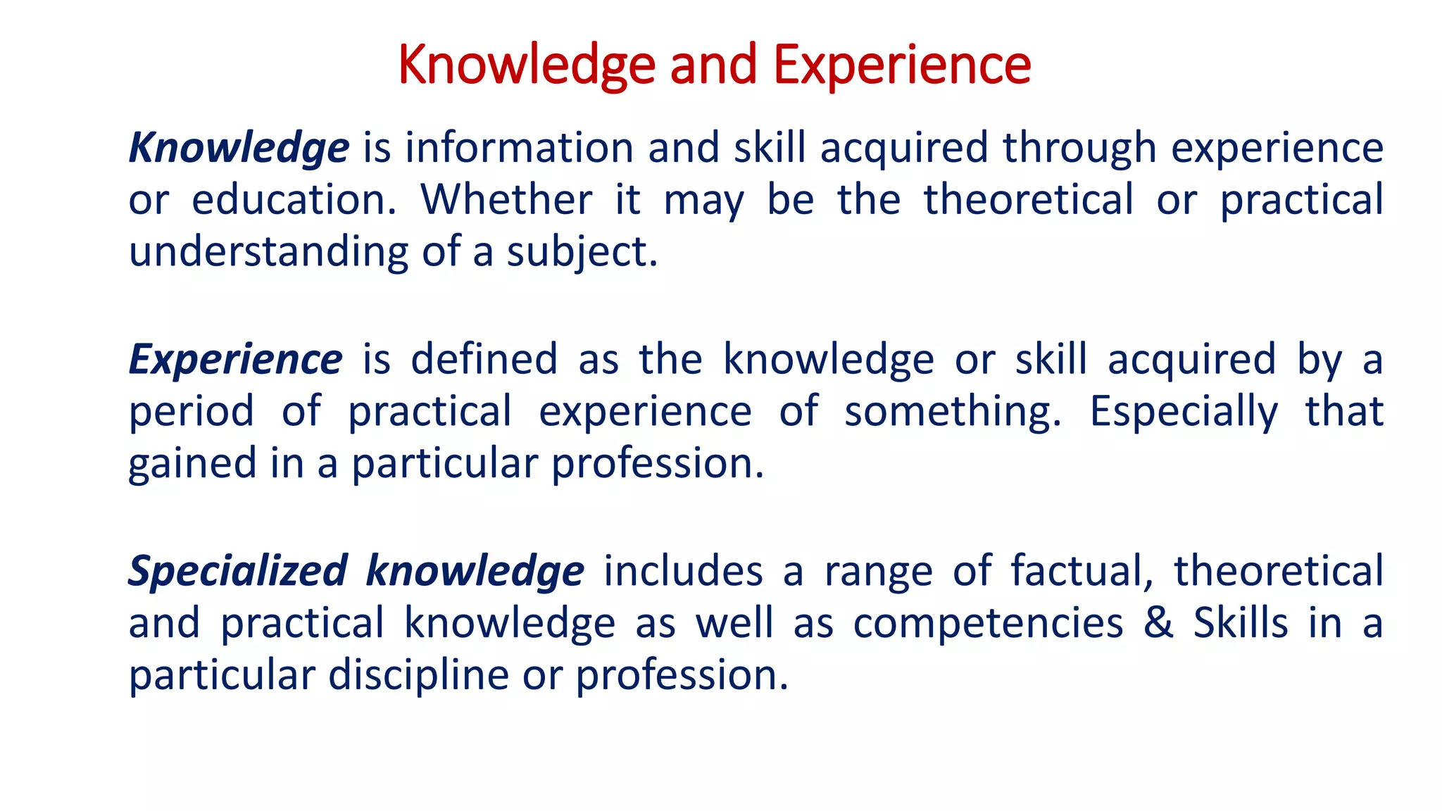 4 knowledge & Experience - forms of knowledge | PPT