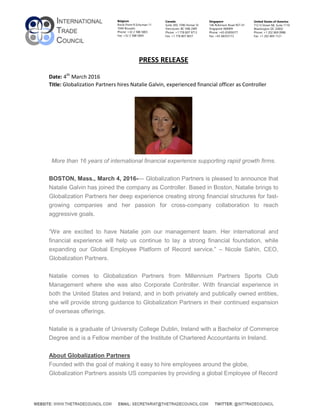 Globalization Partners hires Natalie Galvin, experienced financial ...