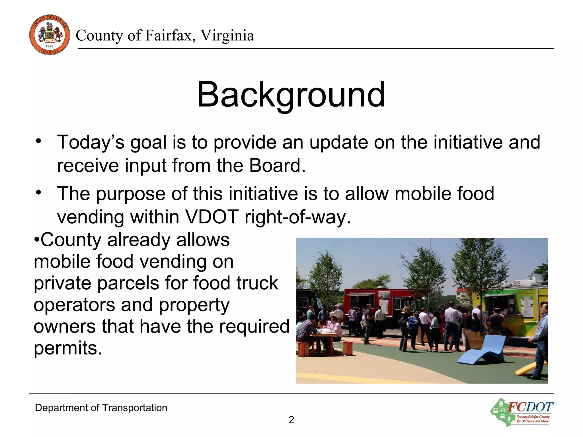 Mobile Food Vending within VDOT Right-of-Way | PPT
