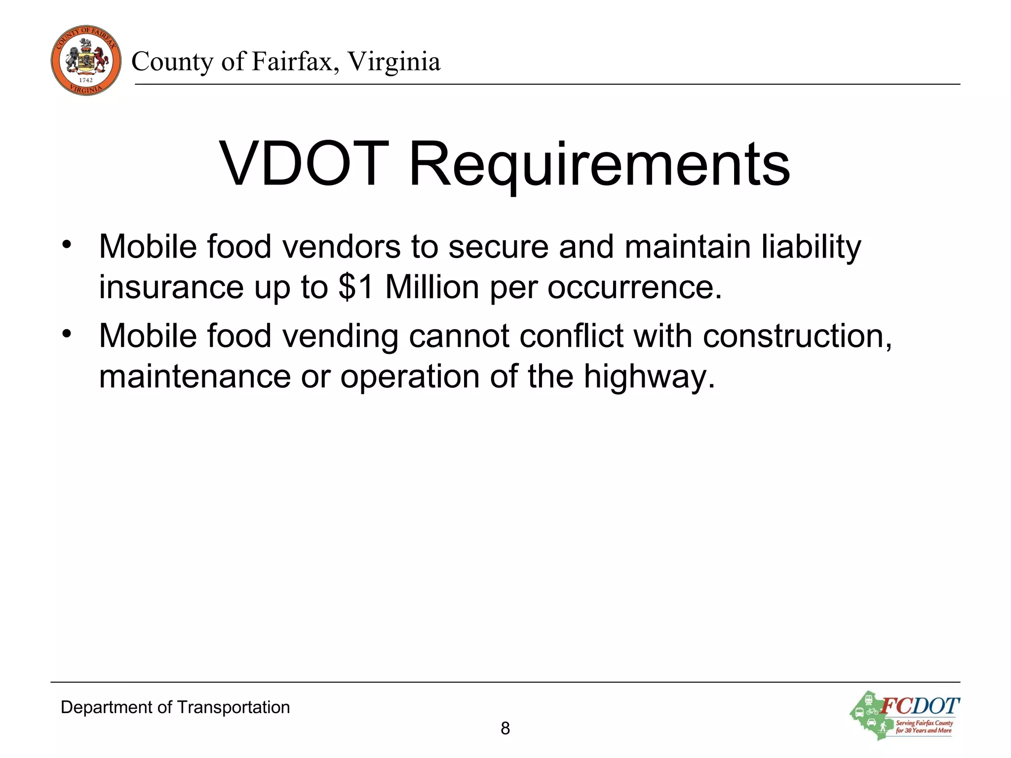 Mobile Food Vending within VDOT Right-of-Way | PPT