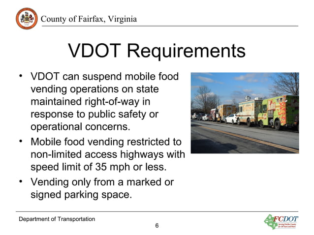 Mobile Food Vending within VDOT Right-of-Way | PPT