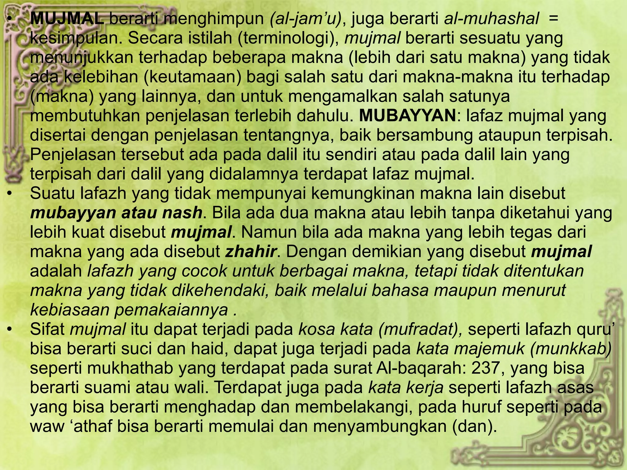 4. mujmal, mubayyan, musykil, mutasyabih | PPS