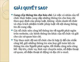 Nguyễn Văn Hiếu - CSO và cơ chế phát ngôn, cung cấp thông tin cho báo chí | PPT