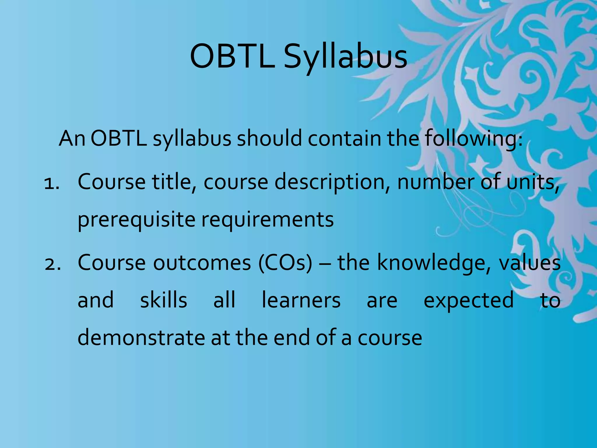 OBE Syllabus | PPTX