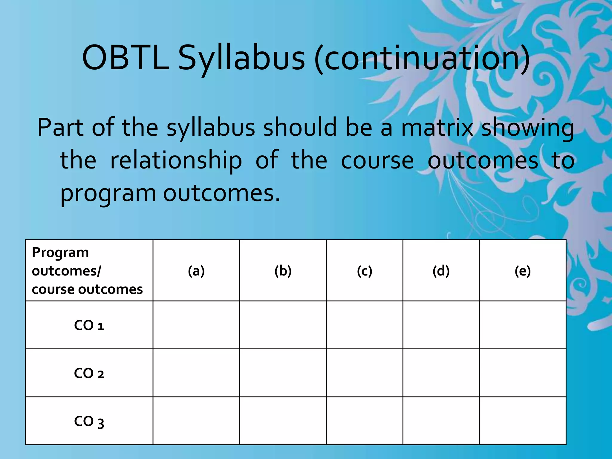 OBE Syllabus | PPTX
