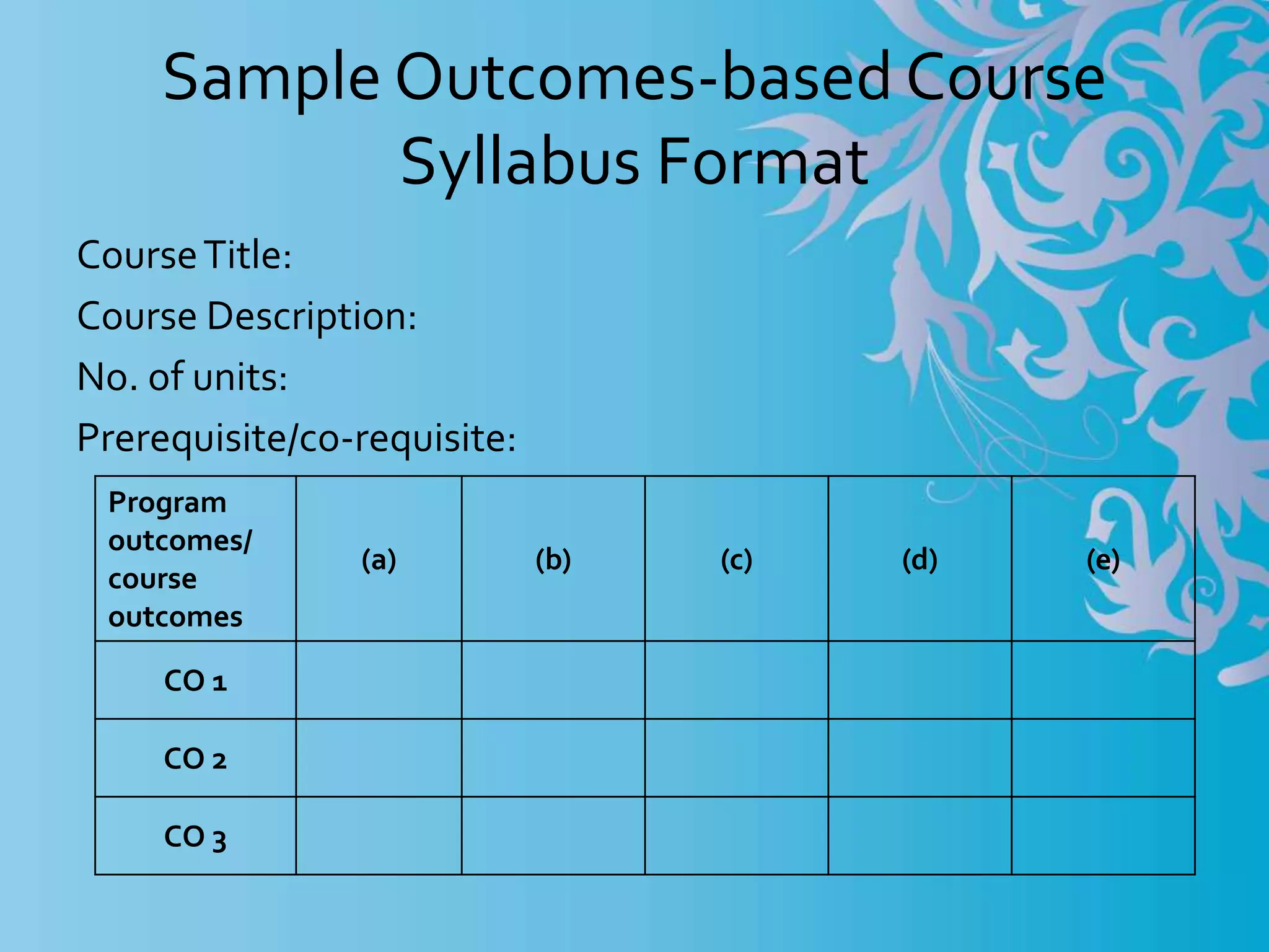 OBE Syllabus | PPTX