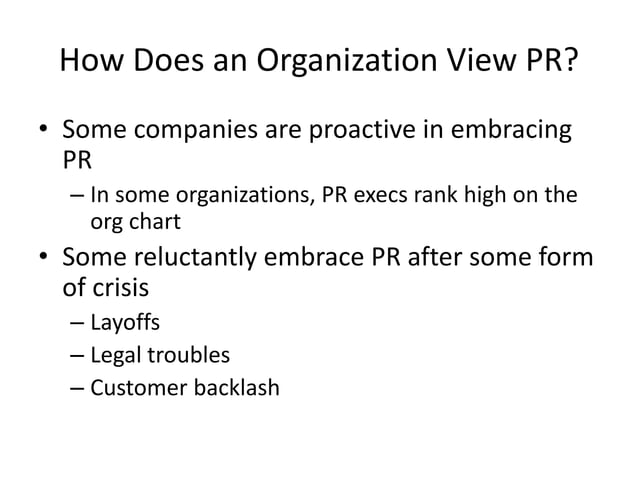 Organizational Settings in Public Relations | PPT