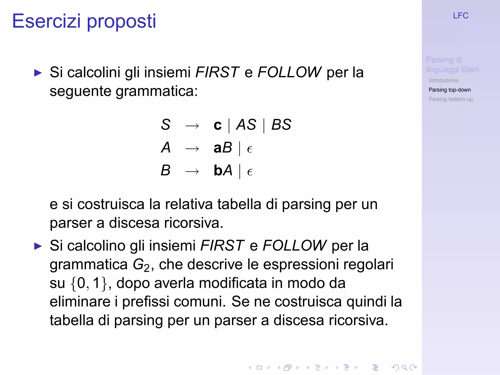 Linguaggi Formali e Compilazione: Parsing | PPT