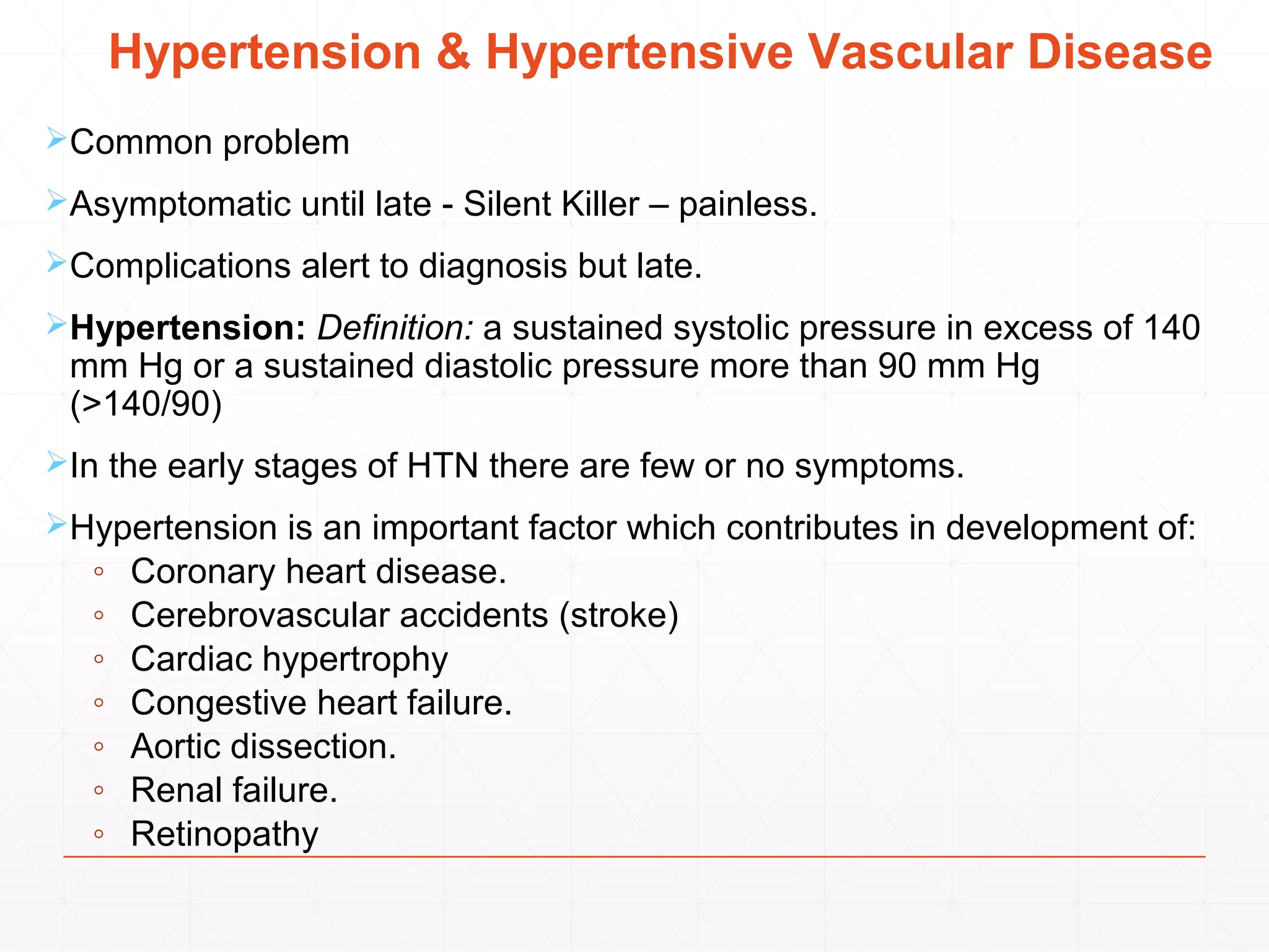 CVS pathology -4 Hypertension (HTN) 2019, sufia husain | PPT