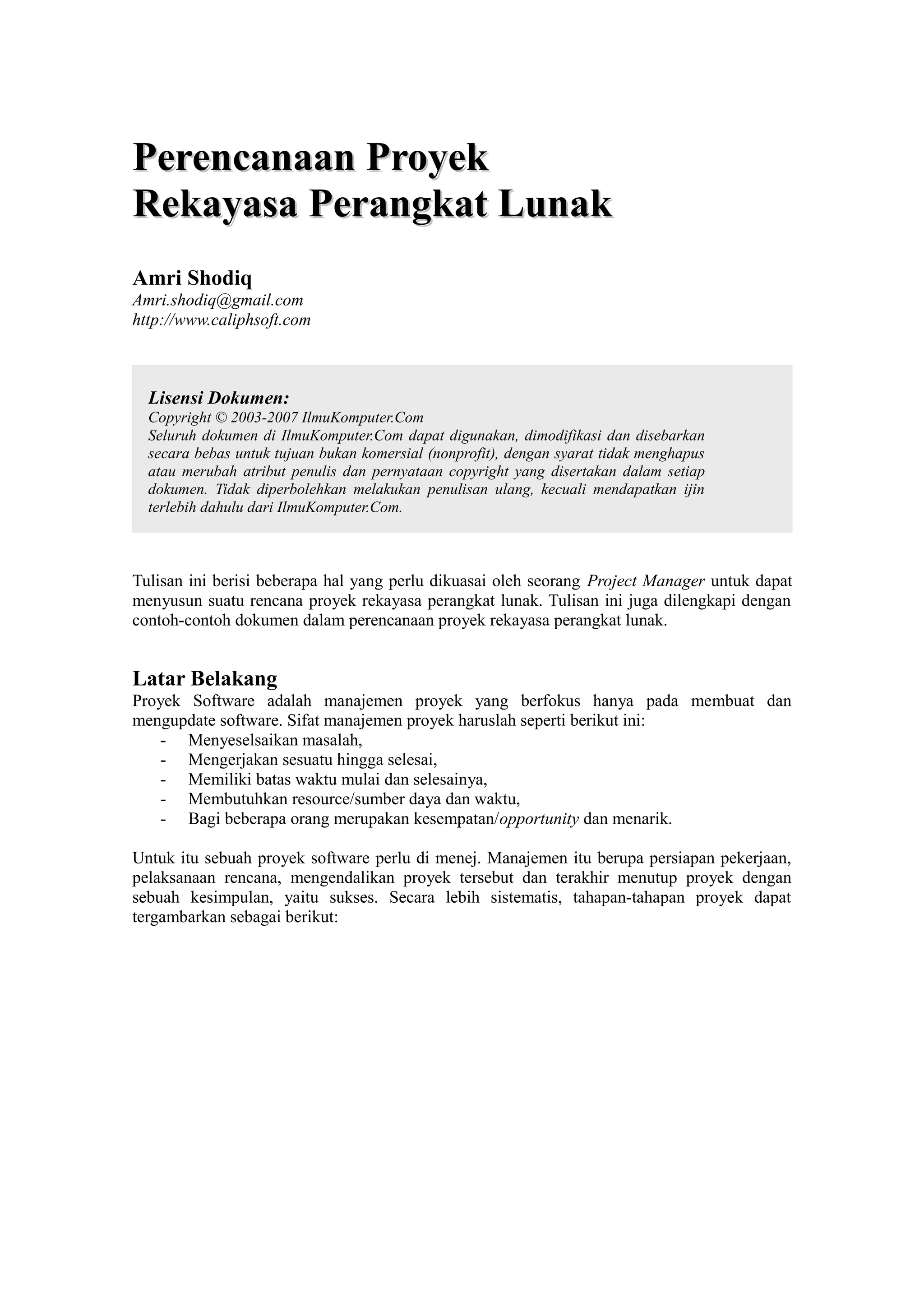 Perencanaan proyek | DOC