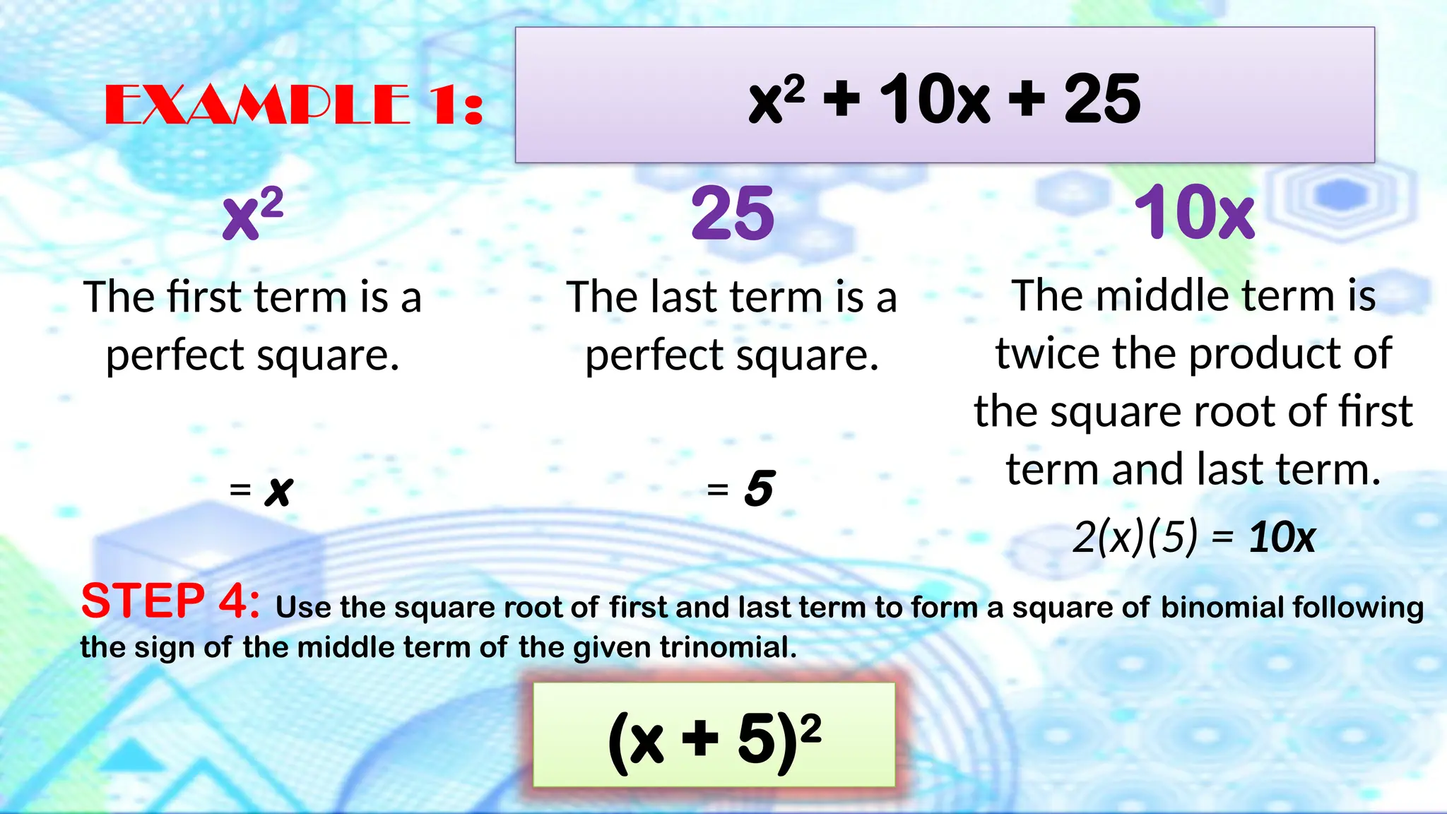Perfect Square Trinomials Power Point Presentation | PPTX