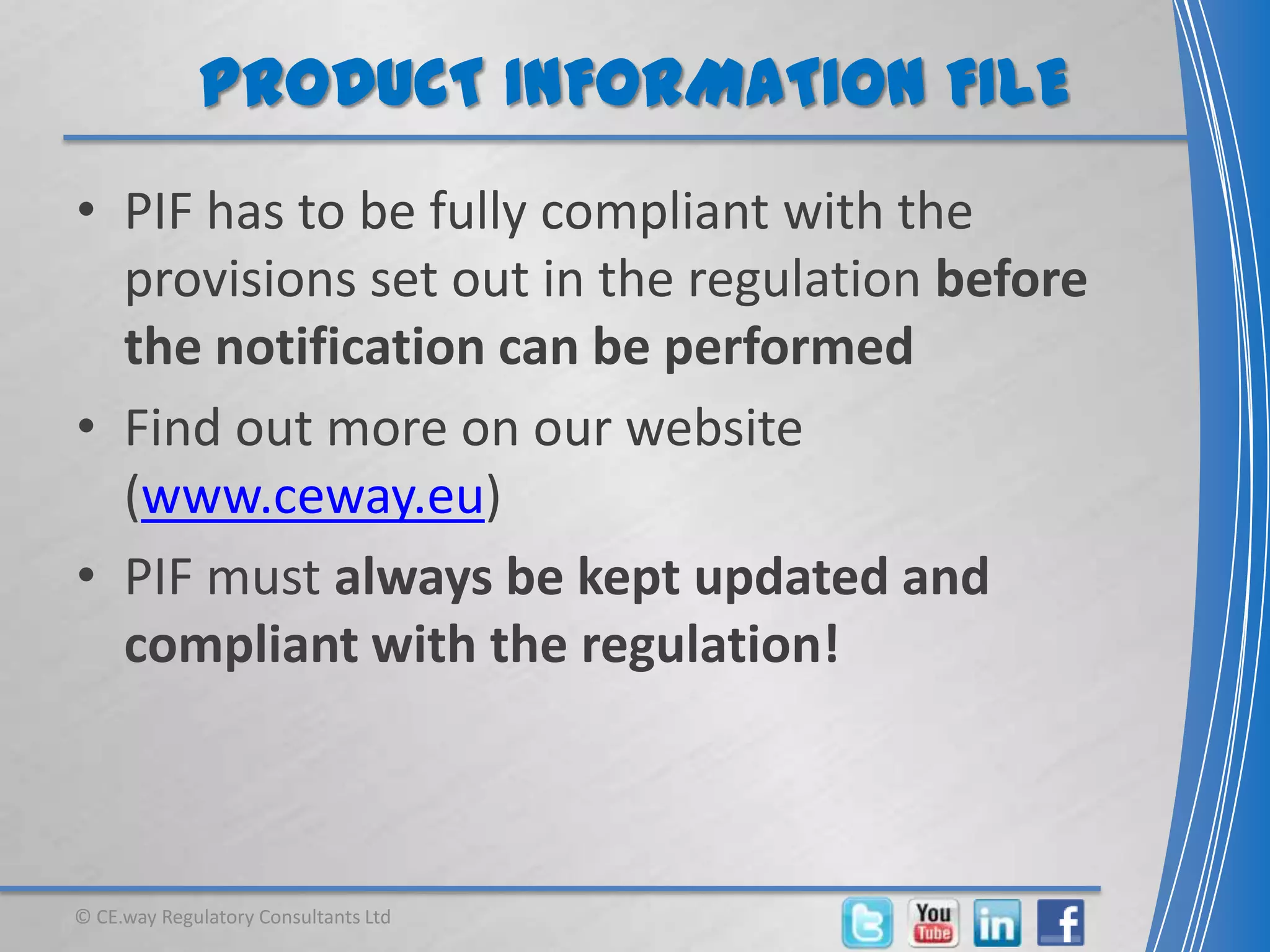 Cosmetics product information file (PIF) | PPTX