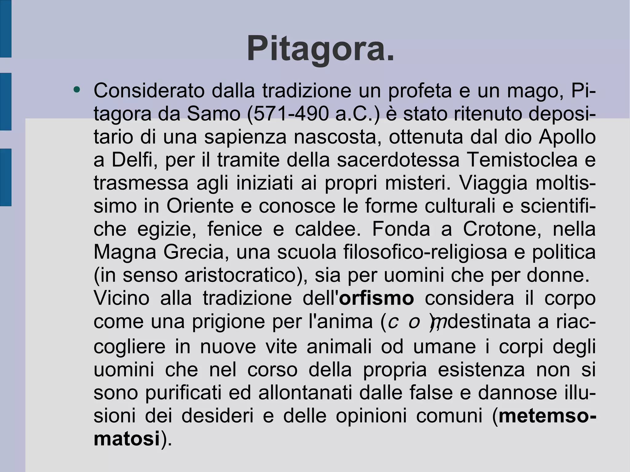 Pitagora e i pitagorici | ODP