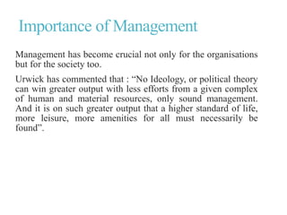 Importance of Management | PPTX