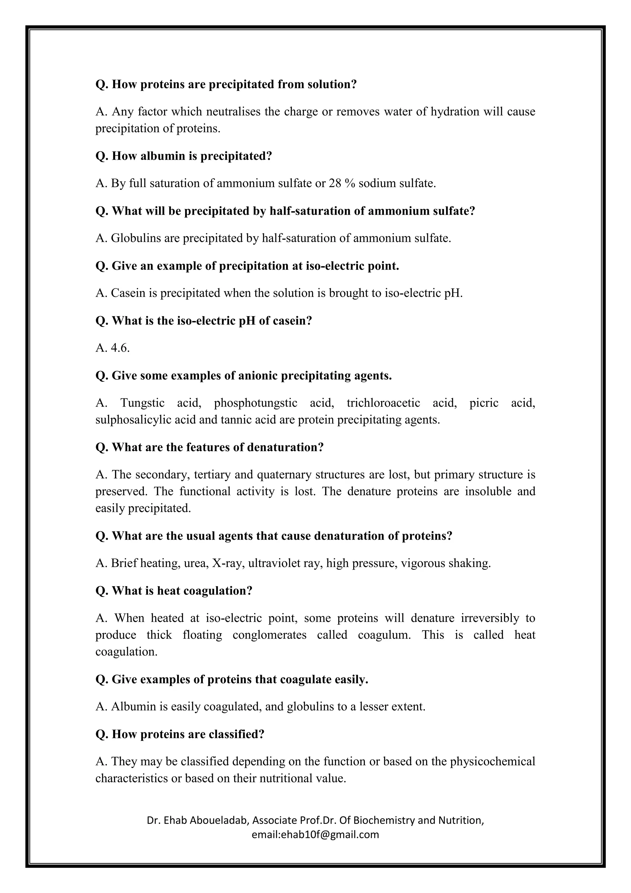 4 proteins structure and function q and a | PDF