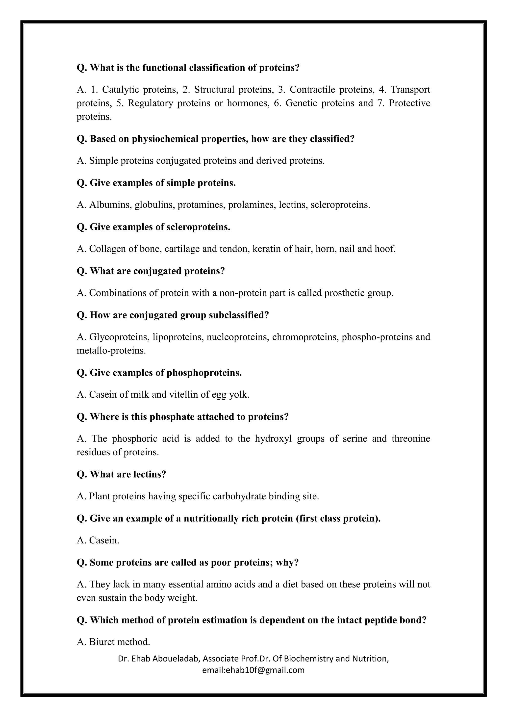 4 proteins structure and function q and a | PDF