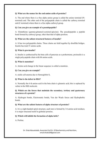 4 proteins structure and function q and a | PDF