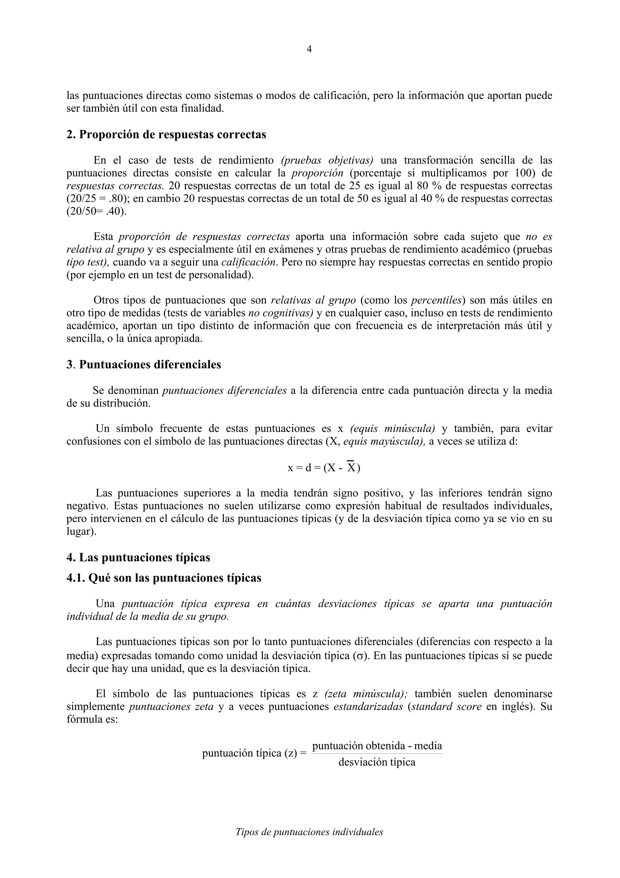 Tipos de puntuaciones individuales | PDF