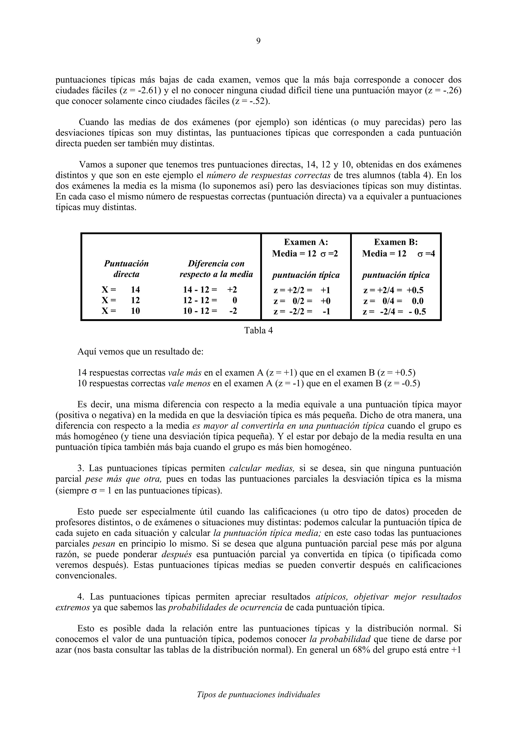 Tipos de puntuaciones individuales | PDF