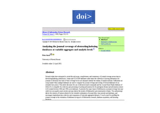 “RESOLVERS”: CrossRef, DOI, OpenURL, SFXTecnologías que garantizan la ...