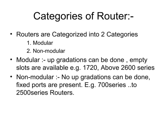 CCNA part 4 routers | PPT | Computer Networking | Computing