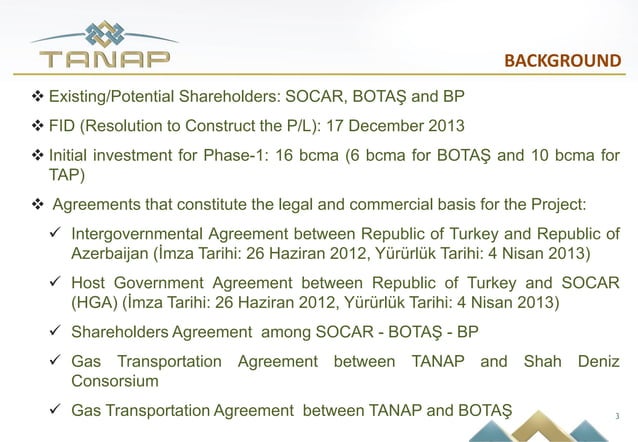 TANAP - Trans Anatolian Natural Gas Pipeline Project | PPT
