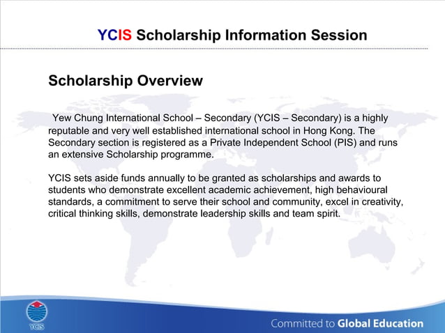 YCIS scholarship info session 2016-17 | PPT | Student Financial Aid ...