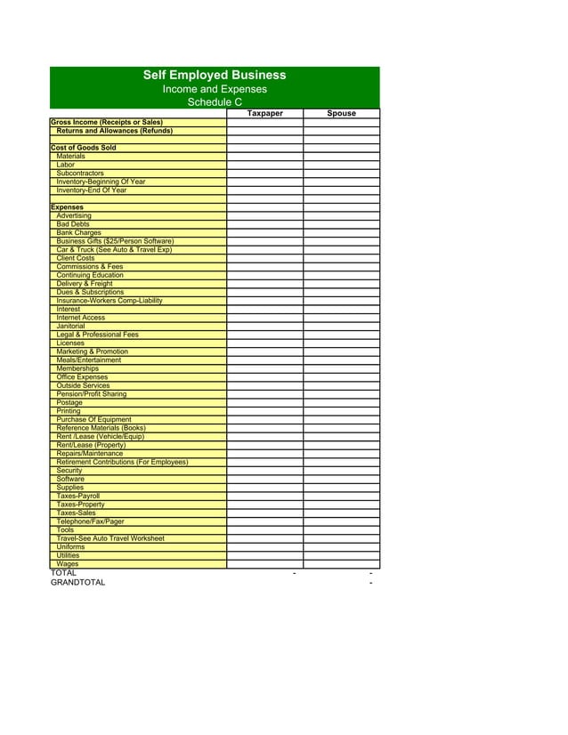 4. self employed worksheet | PDF