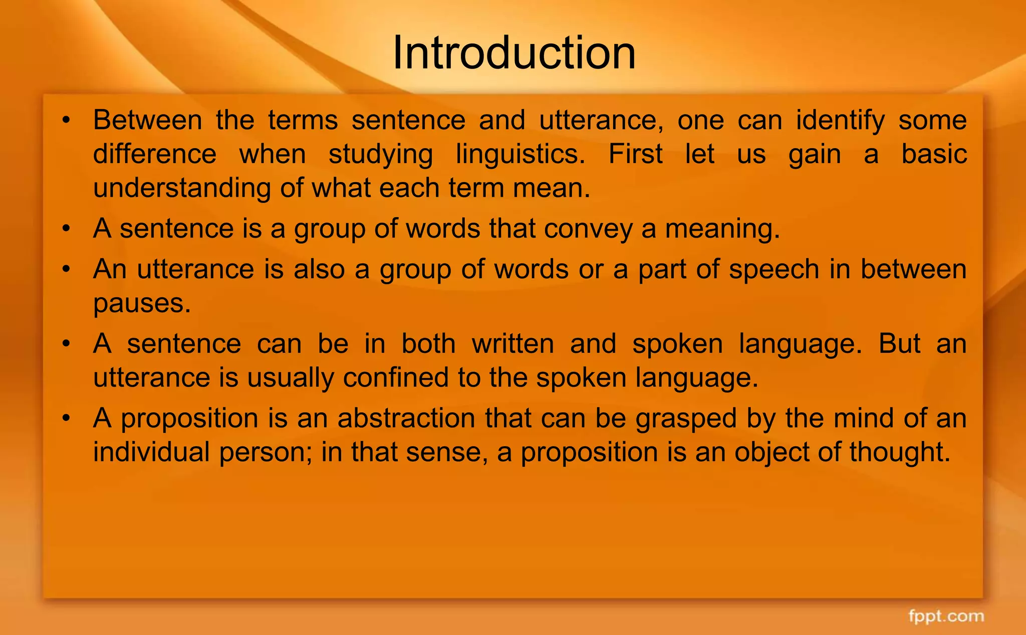 Sentence, Utterence and Proposition | PPT