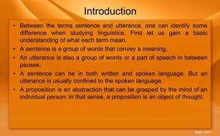 Sentence, Utterence and Proposition | PPT