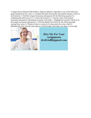 4- Single Source Shortest Path Problem- Suppose Dijkstra's Algorithm i.docx